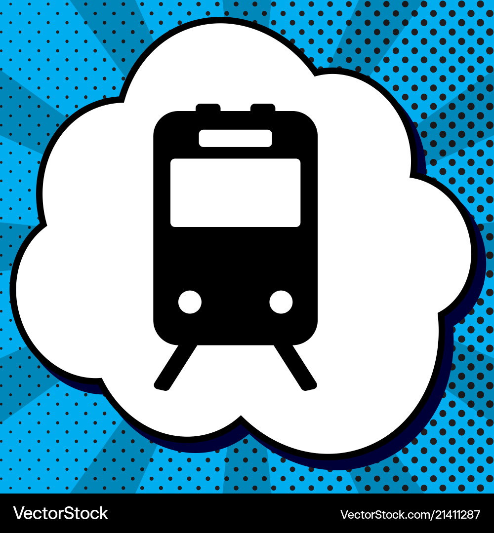 Train sign black icon in bubble on blue Royalty Free Vector