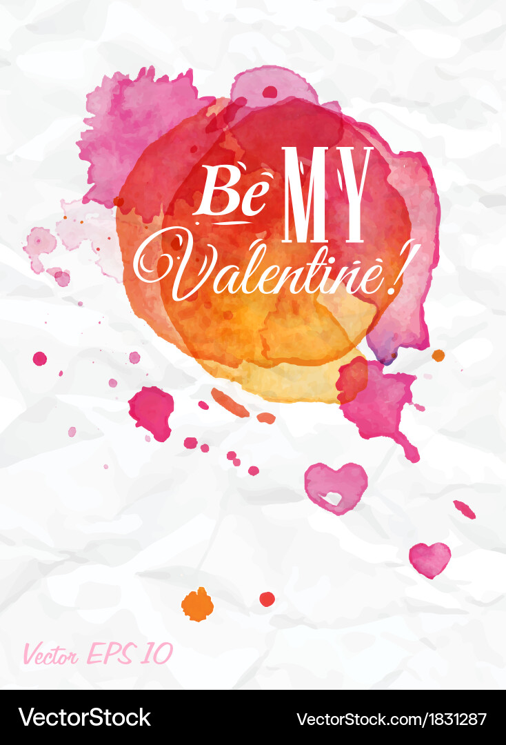 Watercolor valentines day card Royalty Free Vector Image