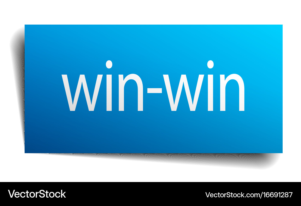 Win-win blue paper sign isolated on white Vector Image