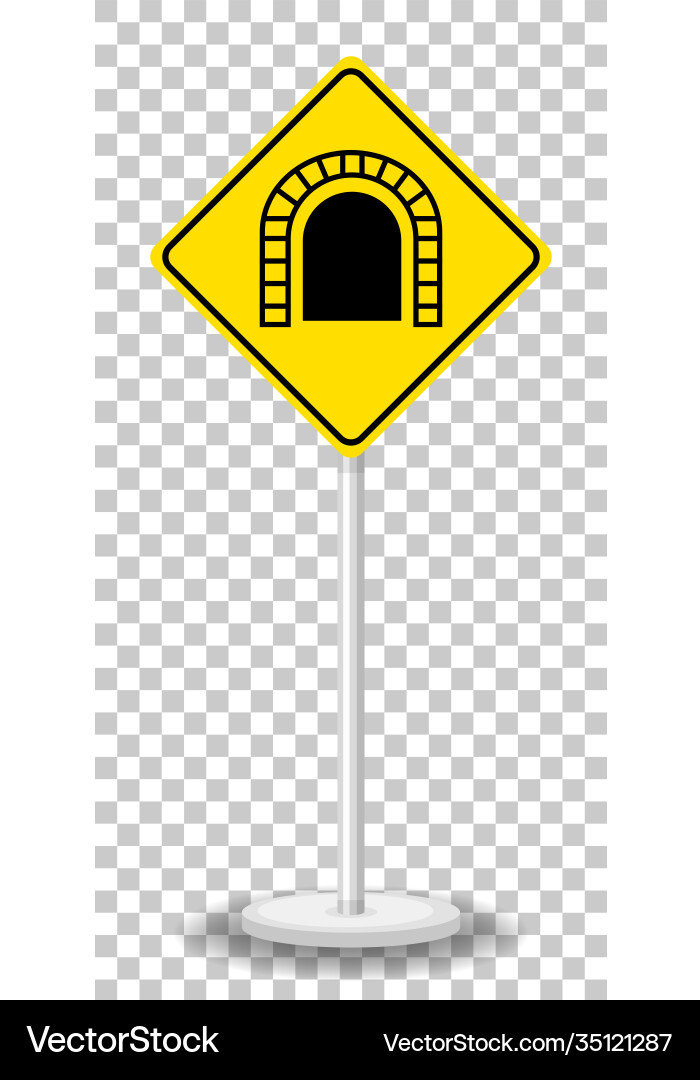 Yellow traffic warning sign on transparent Vector Image