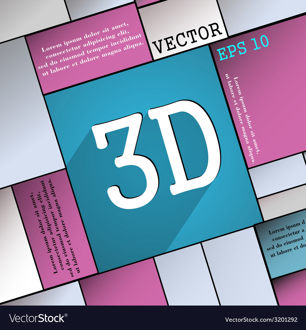 3d icon symbol flat modern web design with long Vector Image