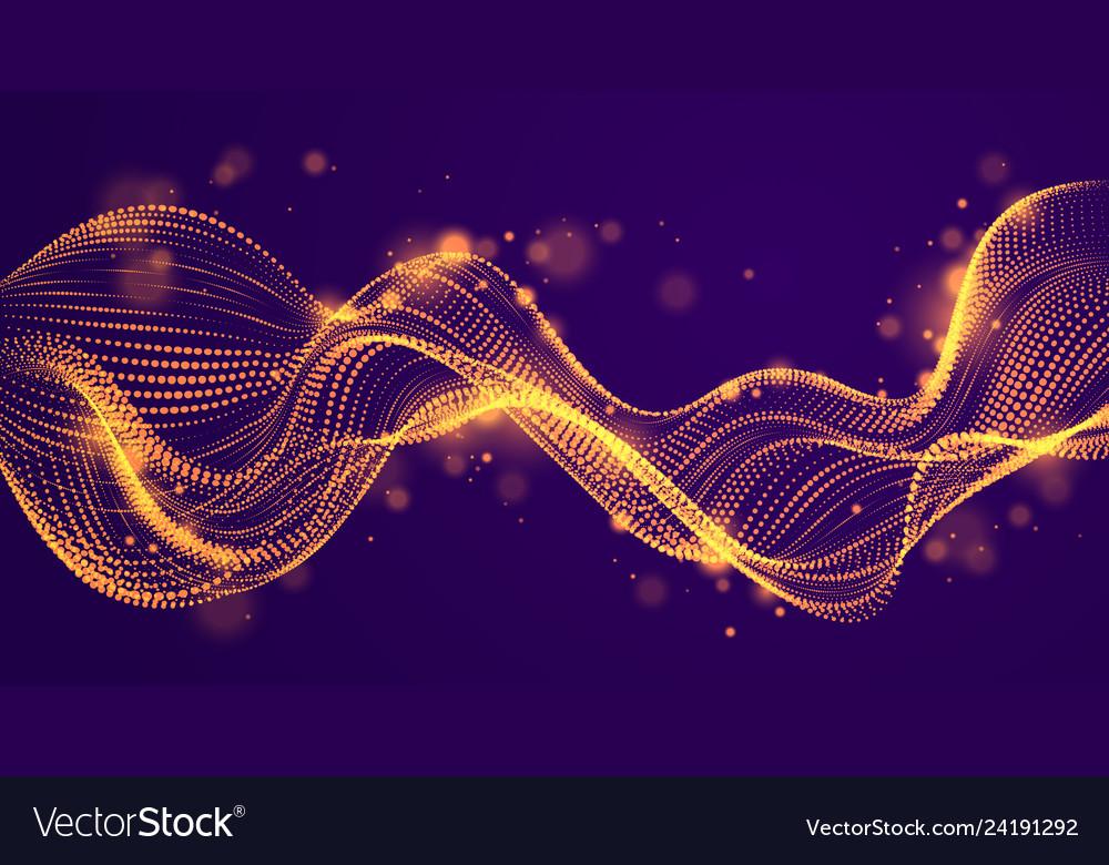 3d particles mesh array sound wave flowing over Vector Image