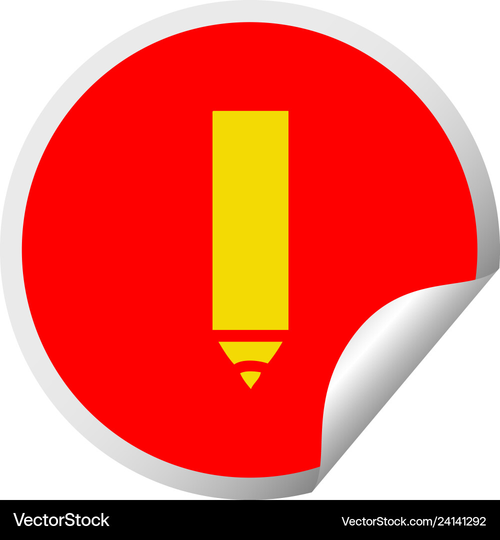 Circular peeling sticker cartoon red pencil Vector Image