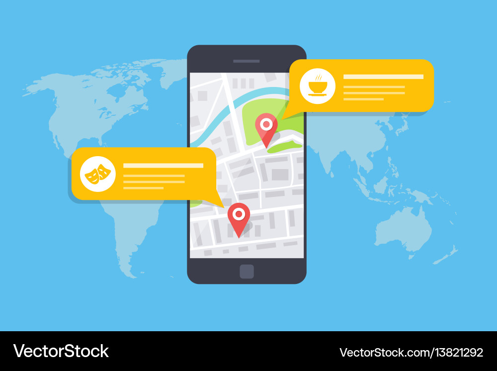 Concept of a mobile map or navigator pop-up Vector Image