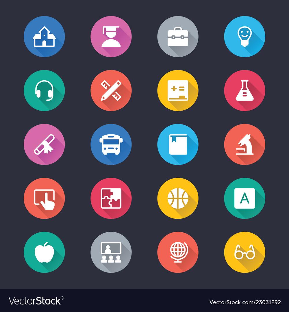 Education simple color icons Royalty Free Vector Image
