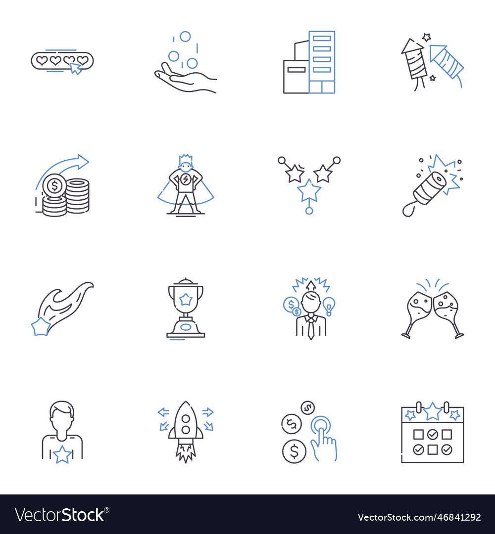 Fortunate turn line icons collection opportunity Vector Image Fortunate turn line icons collection opportunity Vector Image