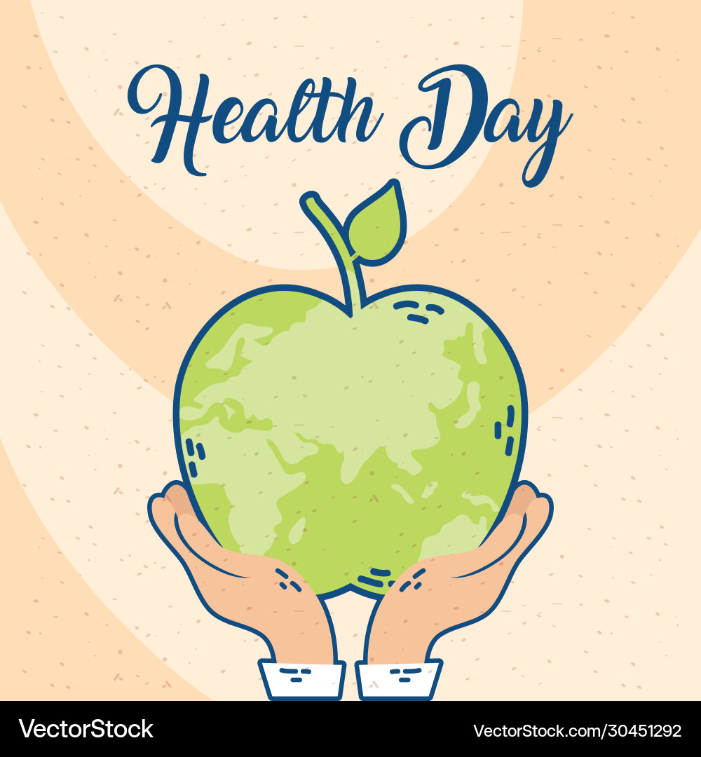 Health day celebration poster with apple Vector Image