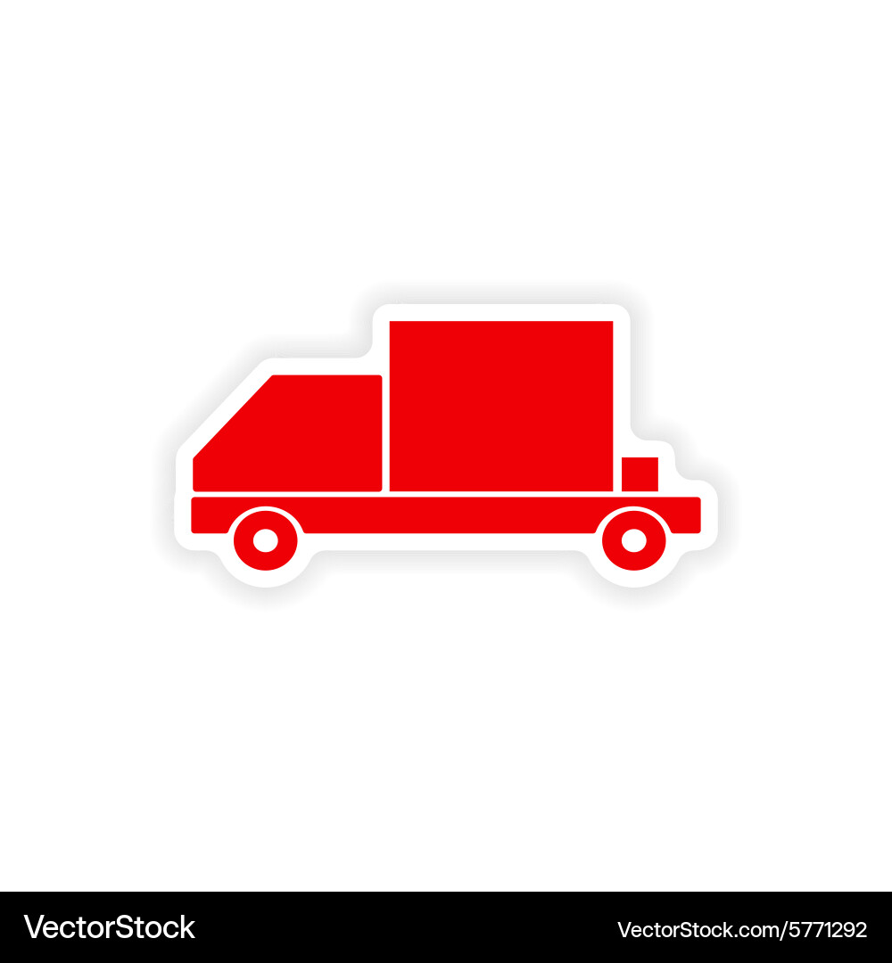 Icon sticker realistic design on paper car freight