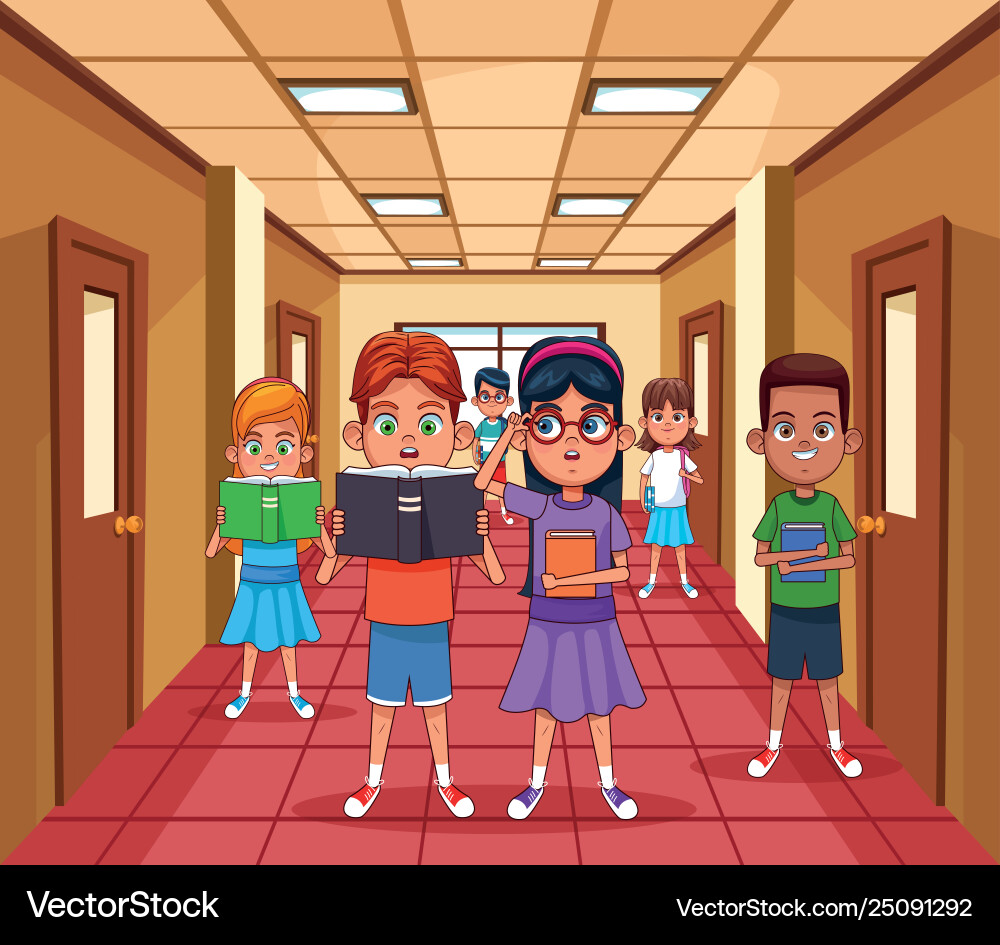 Kids in school cartoons Royalty Free Vector Image