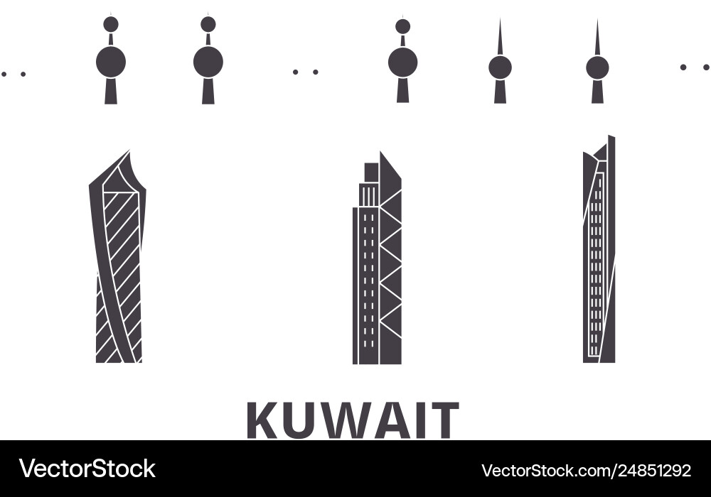 Kuwait kuwait flat travel skyline set kuwait Vector Image
