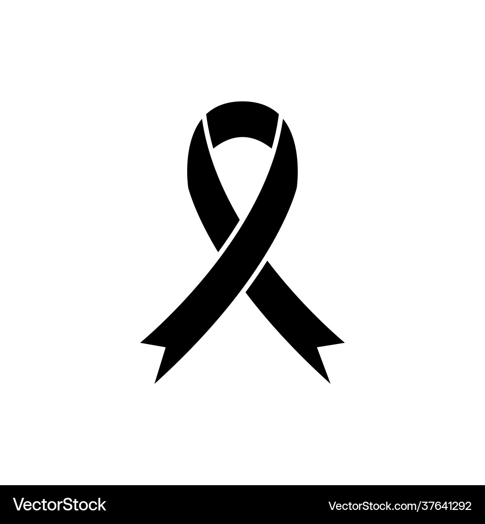 Mourning ribbon black awareness isolated Vector Image