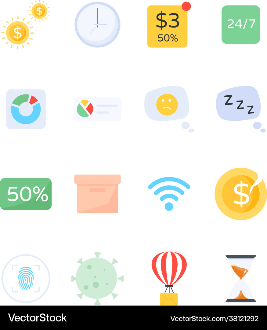 Pack business and finance flat Royalty Free Vector Image