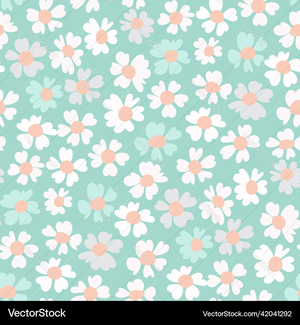 Seamless spring prints in turquoise hue with small