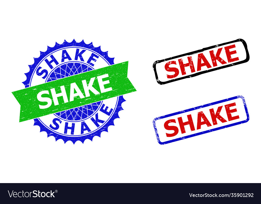 Shake rosette and rectangle bicolor watermarks Vector Image