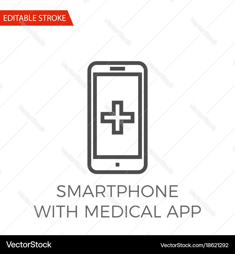 Smartphone with medical app icon Royalty Free Vector Image