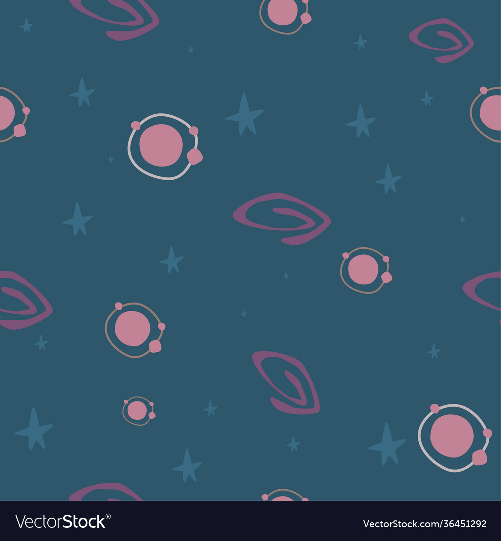 Space seamless pattern with star and planet Vector Image