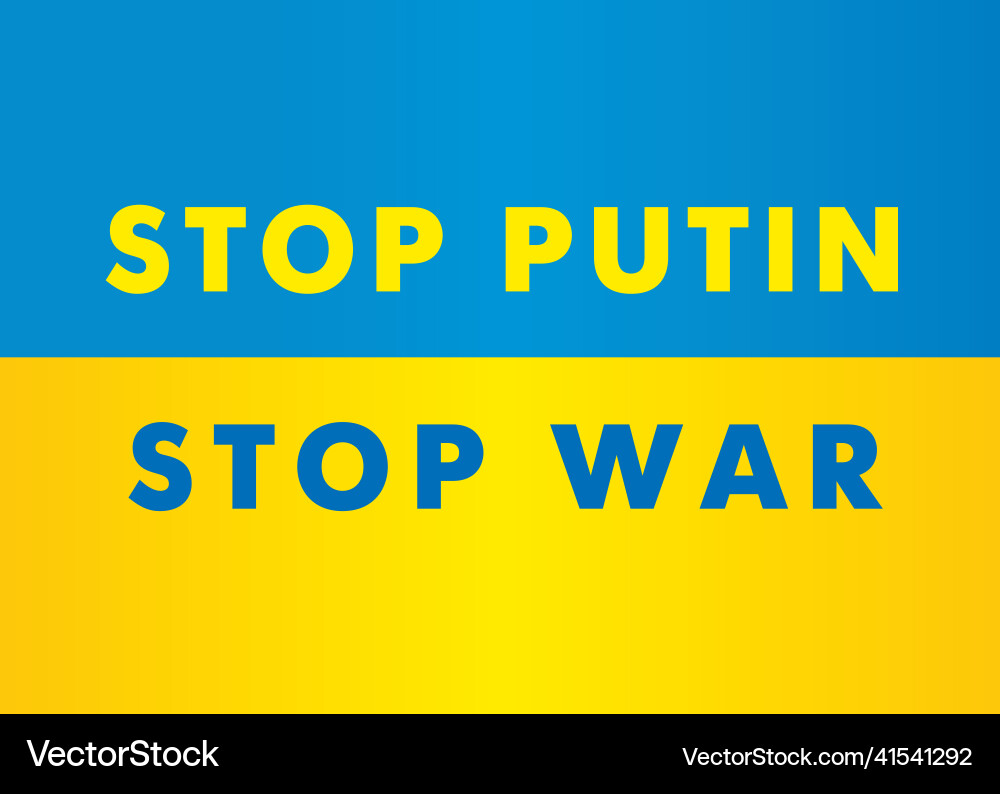 Stop putin war lettering with ukraine flag Vector Image
