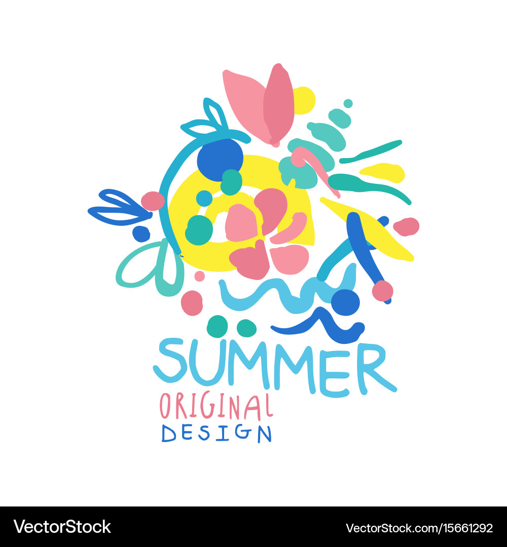 Summer logo original design colorful hand drawn Vector Image