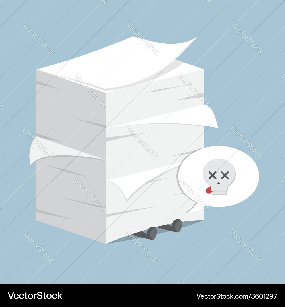 Businessman under the stack of paper Royalty Free Vector