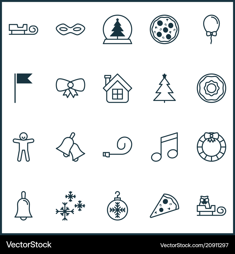 Christmas icons set with bells tree Royalty Free Vector
