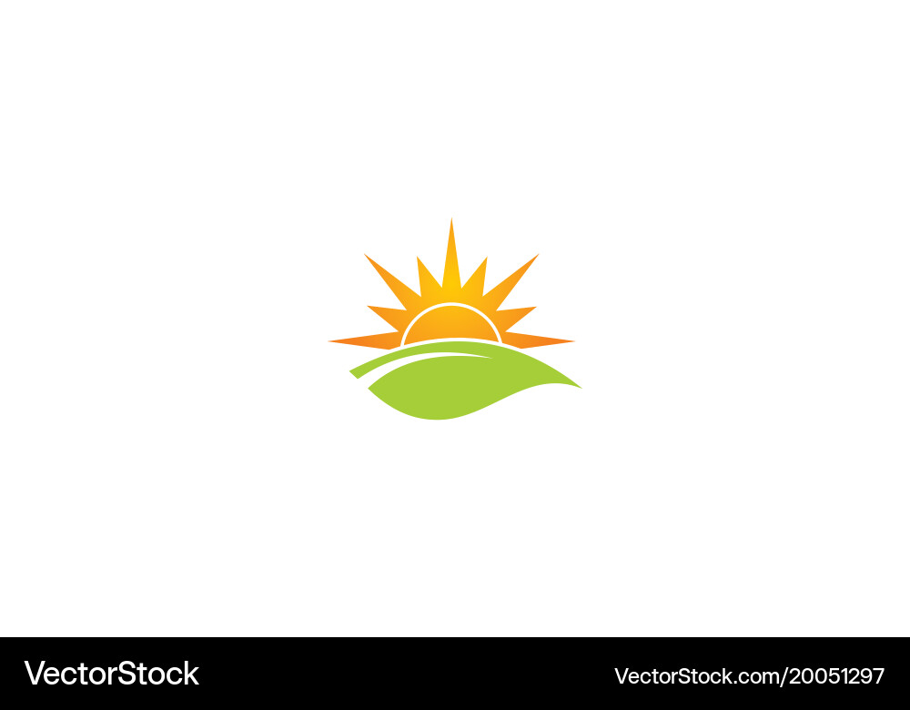 Green leaf sun shine organic logo Royalty Free Vector Image