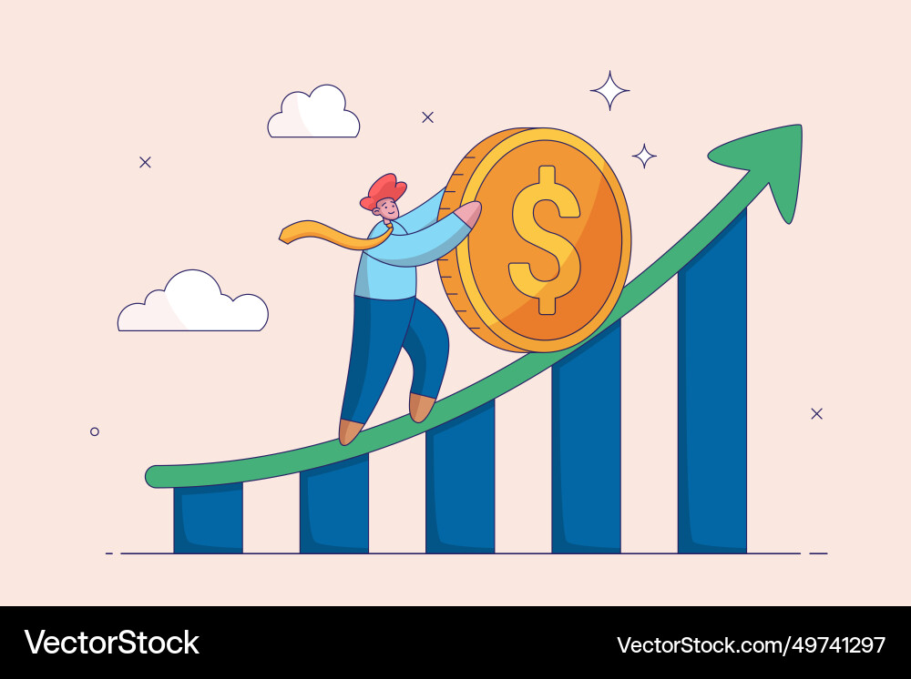 Growth chart or the concept increasing income Vector Image