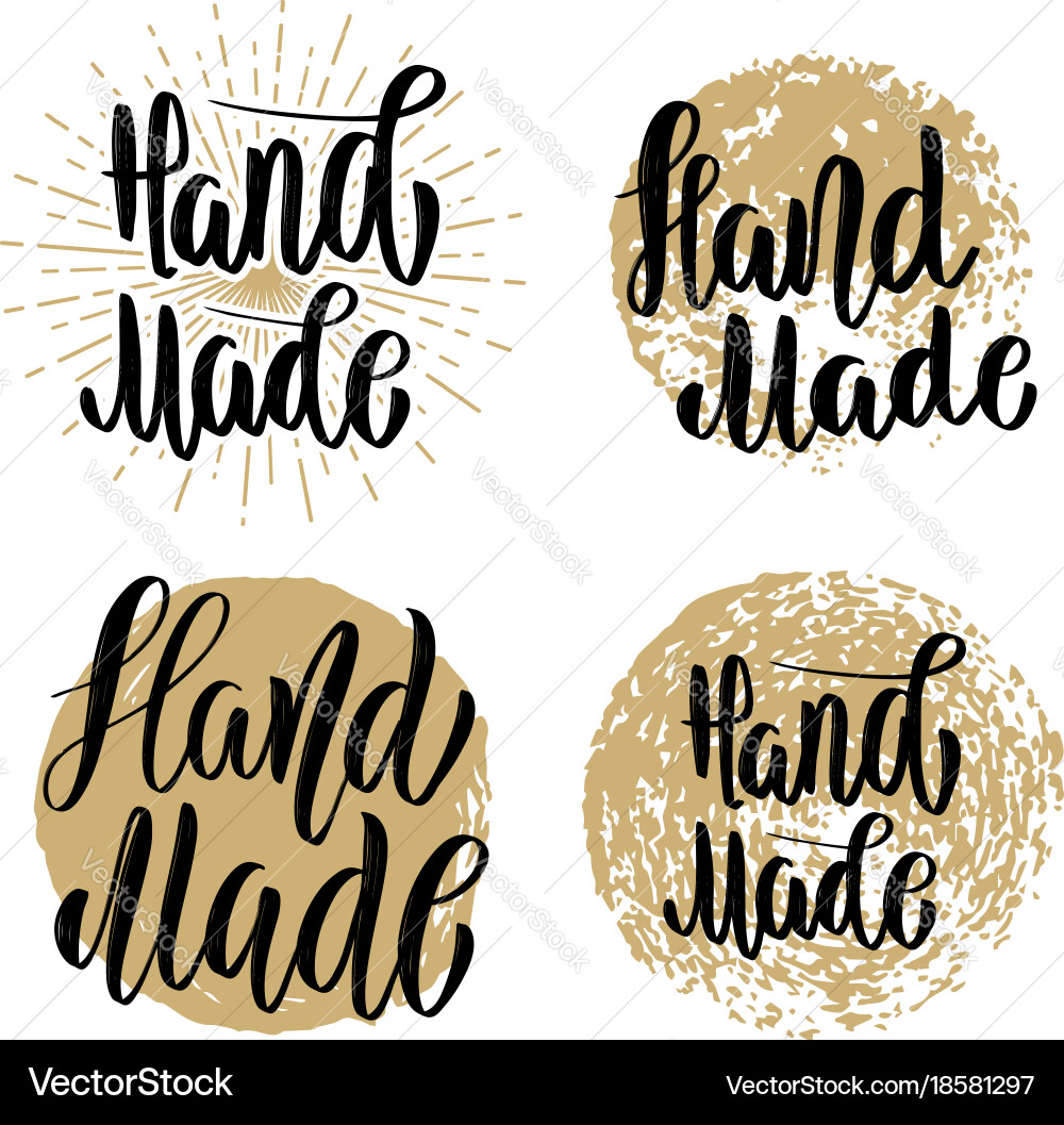 Hand made set of drawn lettering emblems Vector Image