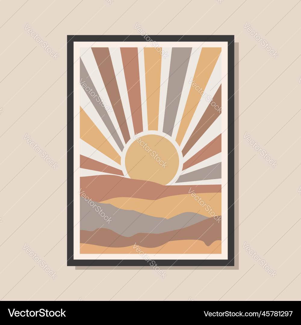 Landscape art boho template Royalty Free Vector Image
