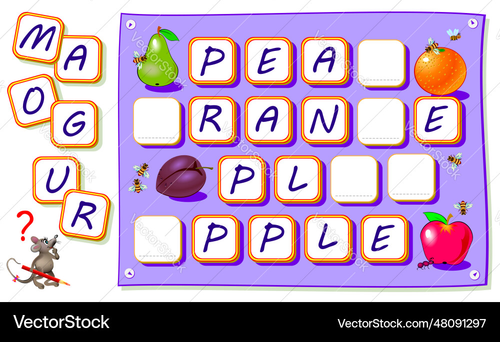 Logic puzzle game for kids with exercises Vector Image