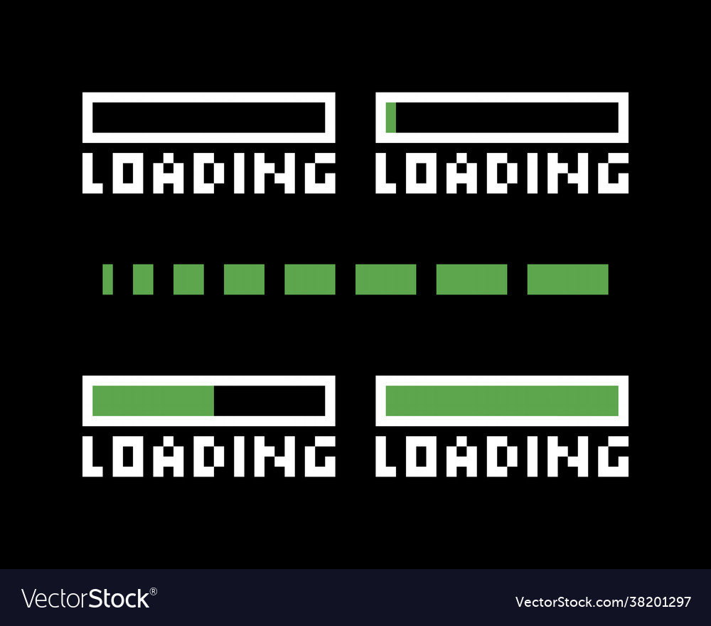 Pixel loading image for 8 bit game assets Vector Image