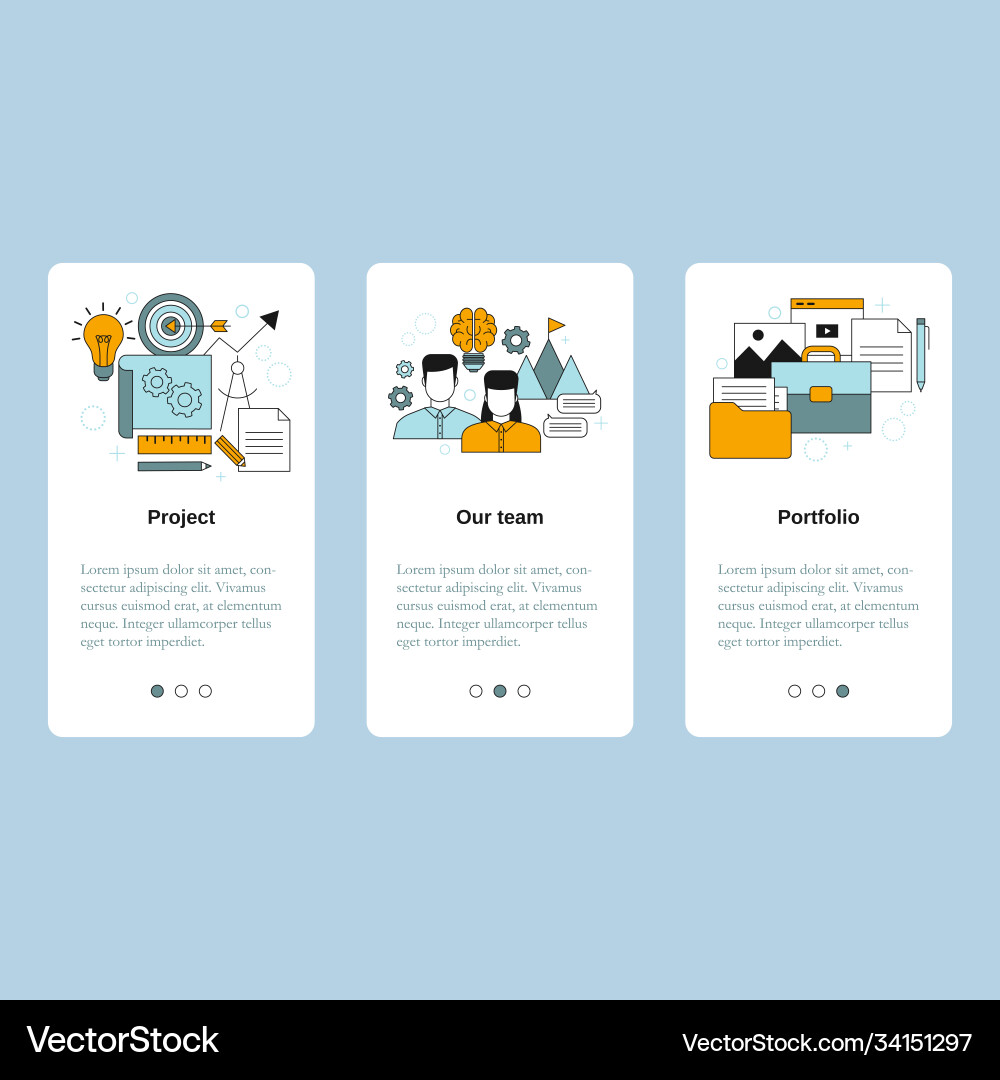 Project our team portfolio our team Royalty Free Vector