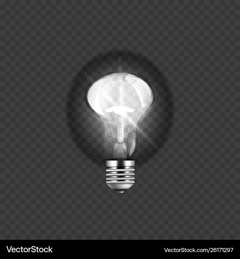 Realistic glowing light bulb and incandescent Vector Image