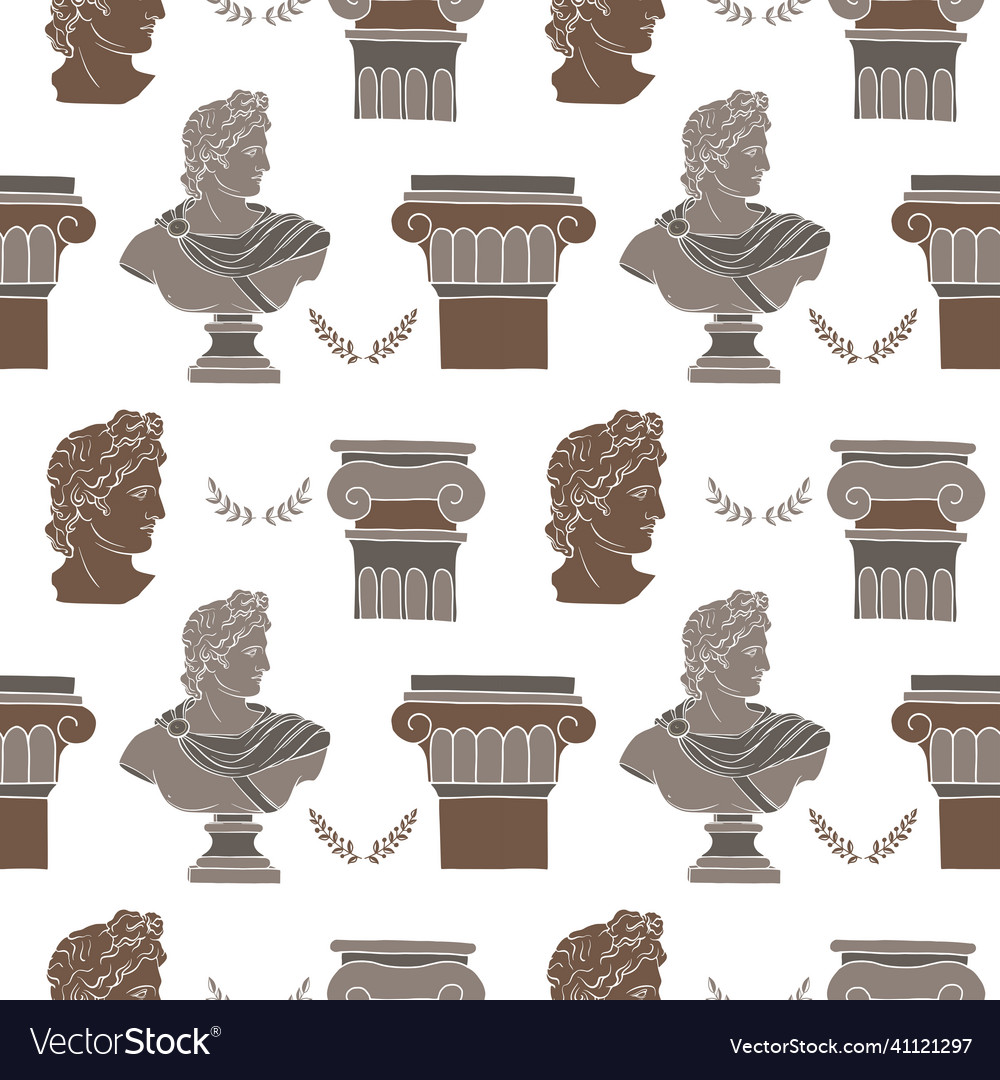 Seamless pattern columns statues Royalty Free Vector Image