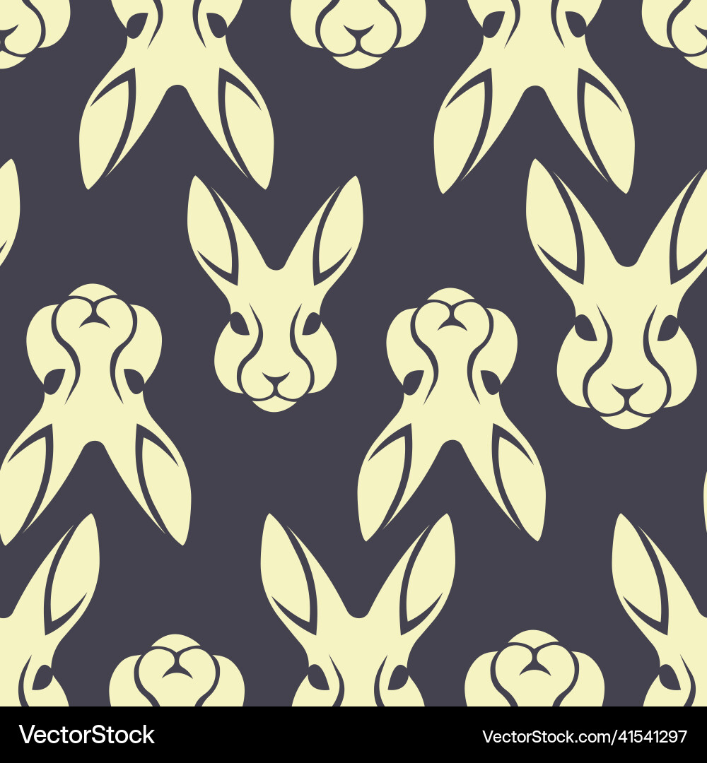 Seamless pattern with yellow muzzles of hares Vector Image