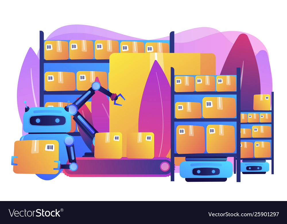 Warehousing robotization concept Royalty Free Vector Image