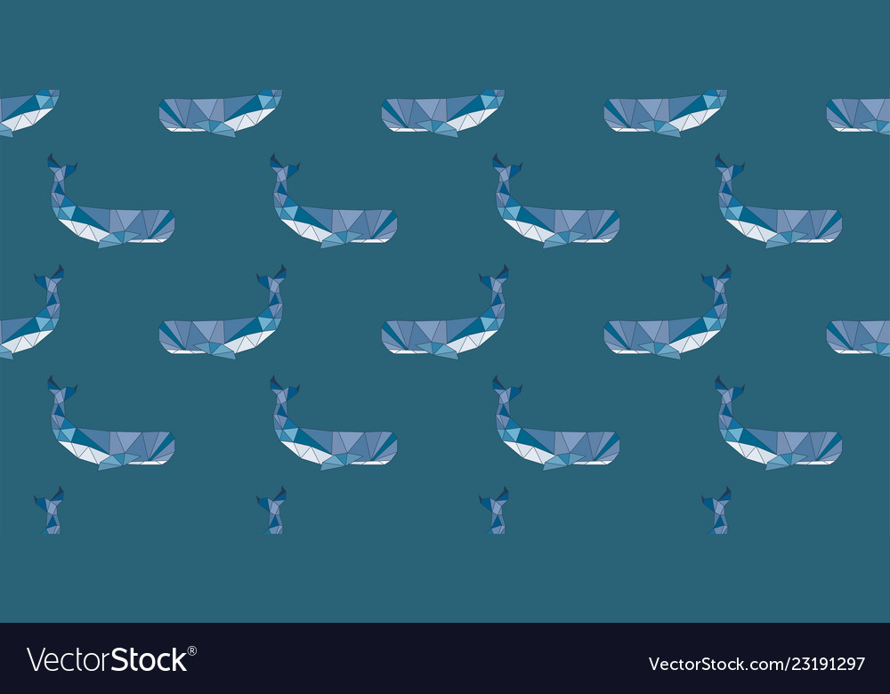 Whale orca pattern polygonal style seamless Vector Image