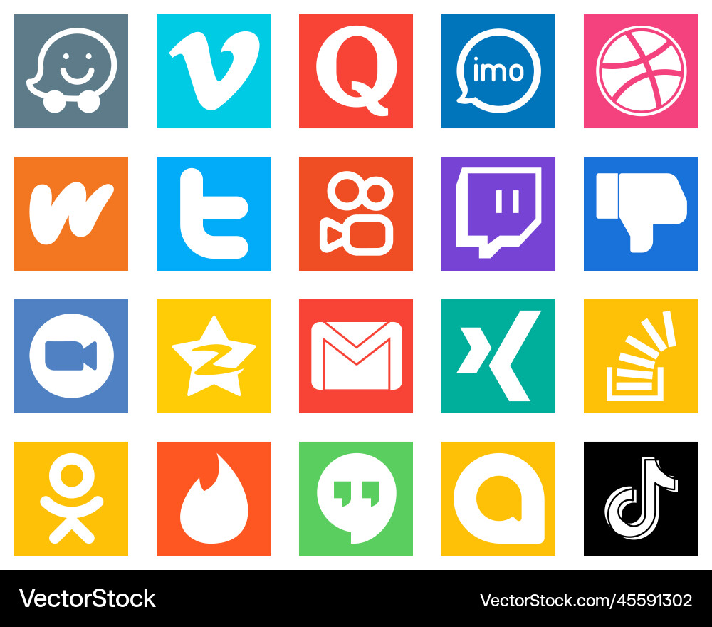 20 social media icons for every platform Vector Image