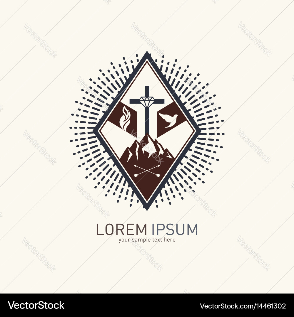 Christian logo with biblical symbols Royalty Free Vector