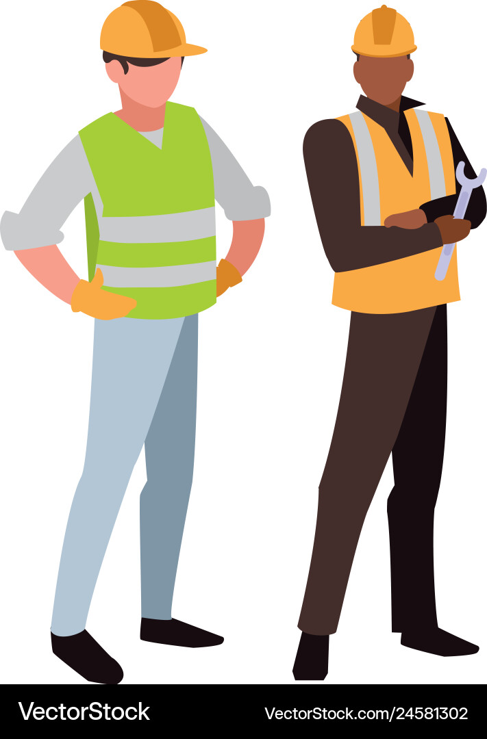Couple of men builders working Royalty Free Vector Image
