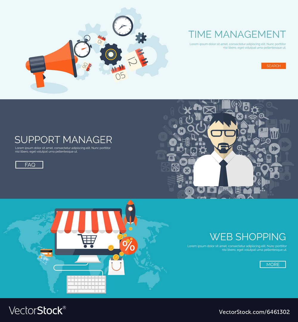 Flat header shopping web Royalty Free Vector Image