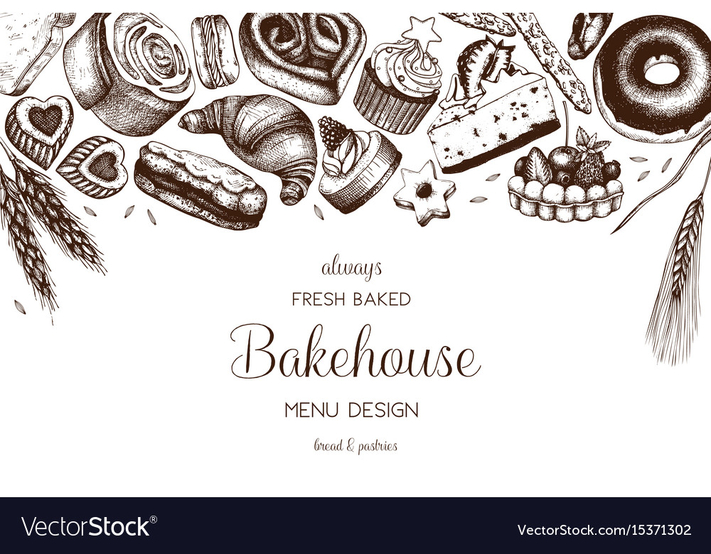 Hand drawn baking design Royalty Free Vector Image