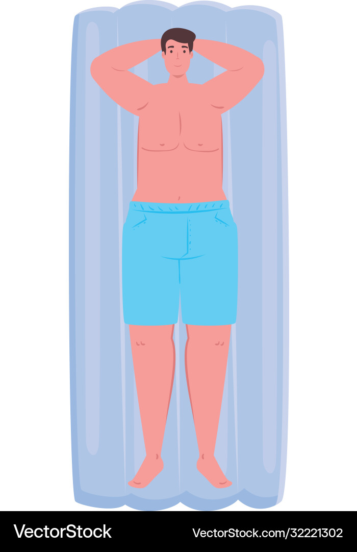 Man in shorts blue color in lying down Royalty Free Vector