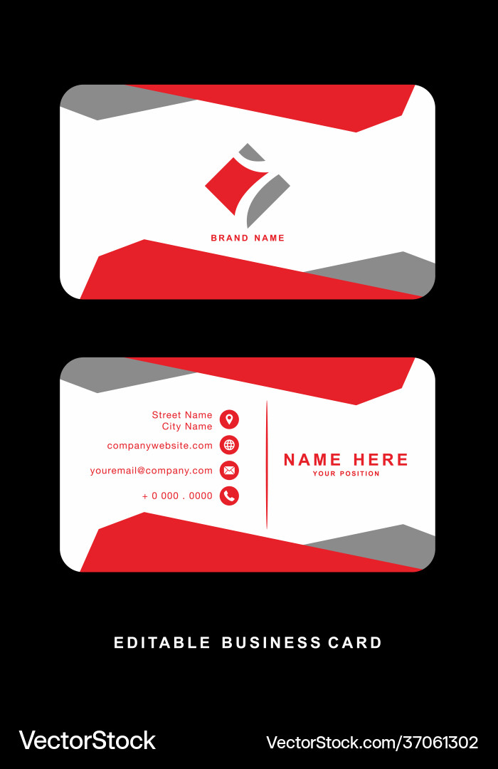 Red grey color business card template Royalty Free Vector