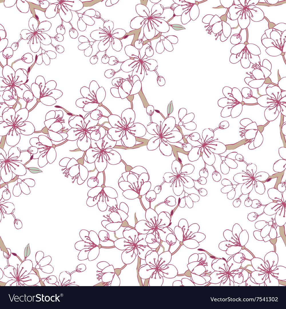 Seamless pattern sakura Royalty Free Vector Image