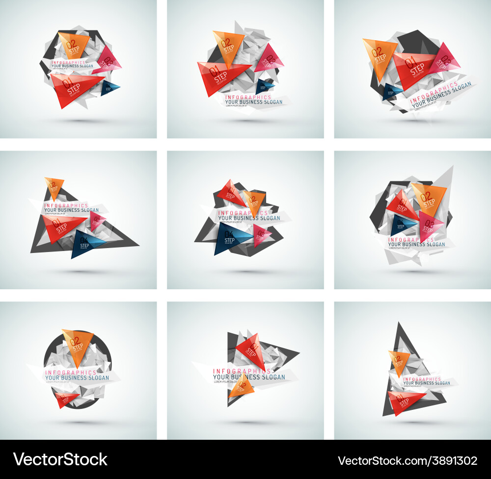 Set of triangle shape modern paper infographics Vector Image