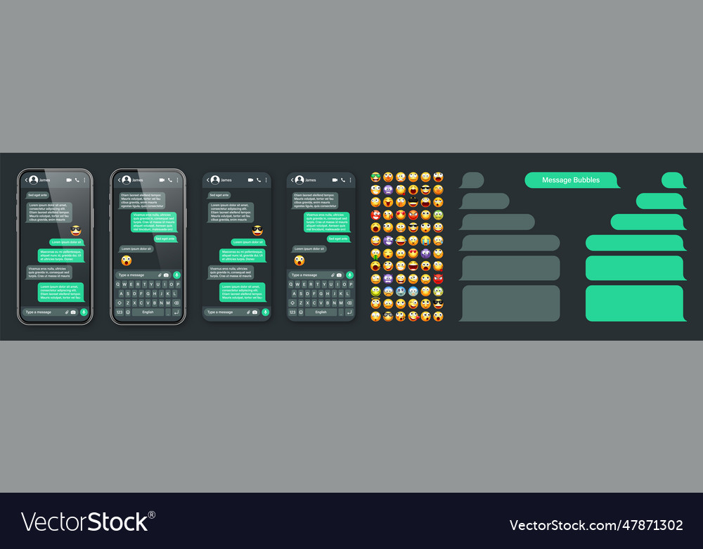 Smartphone messaging app user interface with Vector Image