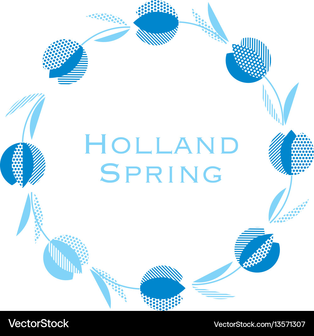 Blue holland style tulip flower pattern modern Vector Image