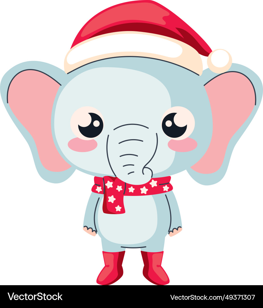 Cute animal christmas elephant Royalty Free Vector Image