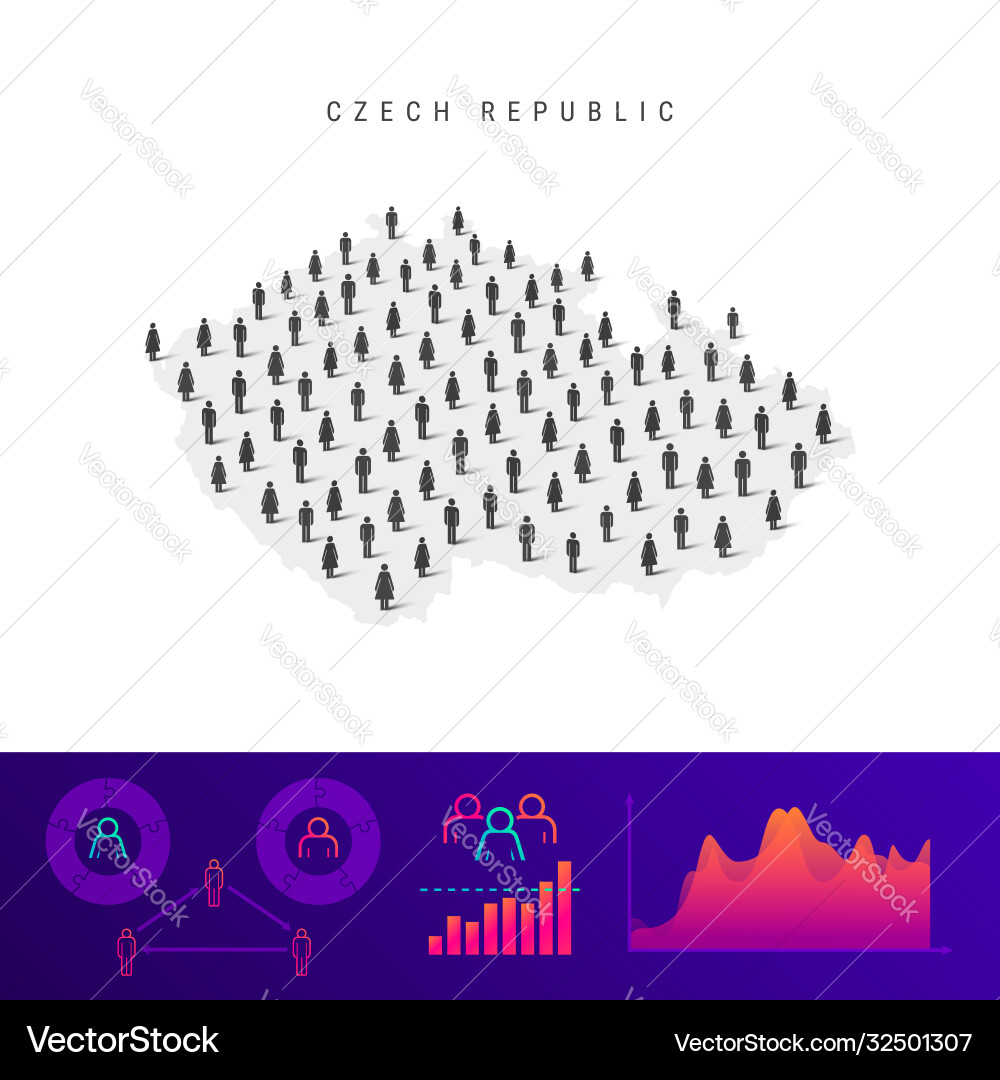 Czech people icon map detailed silhouette mixed Vector Image