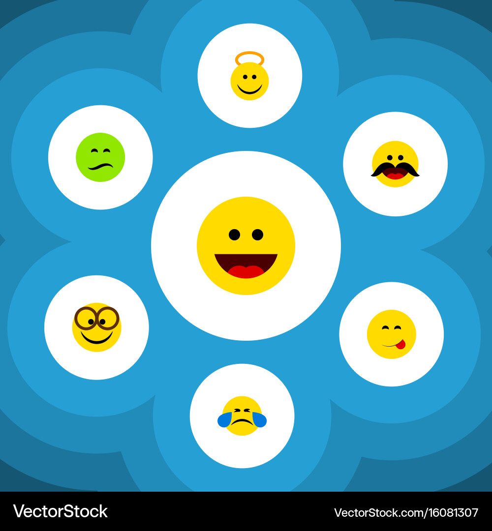 Flat icon expression set of cheerful frown Vector Image